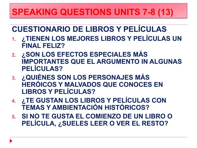 Speaking questions 3rd_ESO_units7-8 | PPT