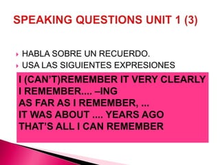 Speaking questions 4ºeso.unit1 | PPTX