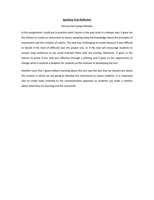 Speaking task reflection | DOCX