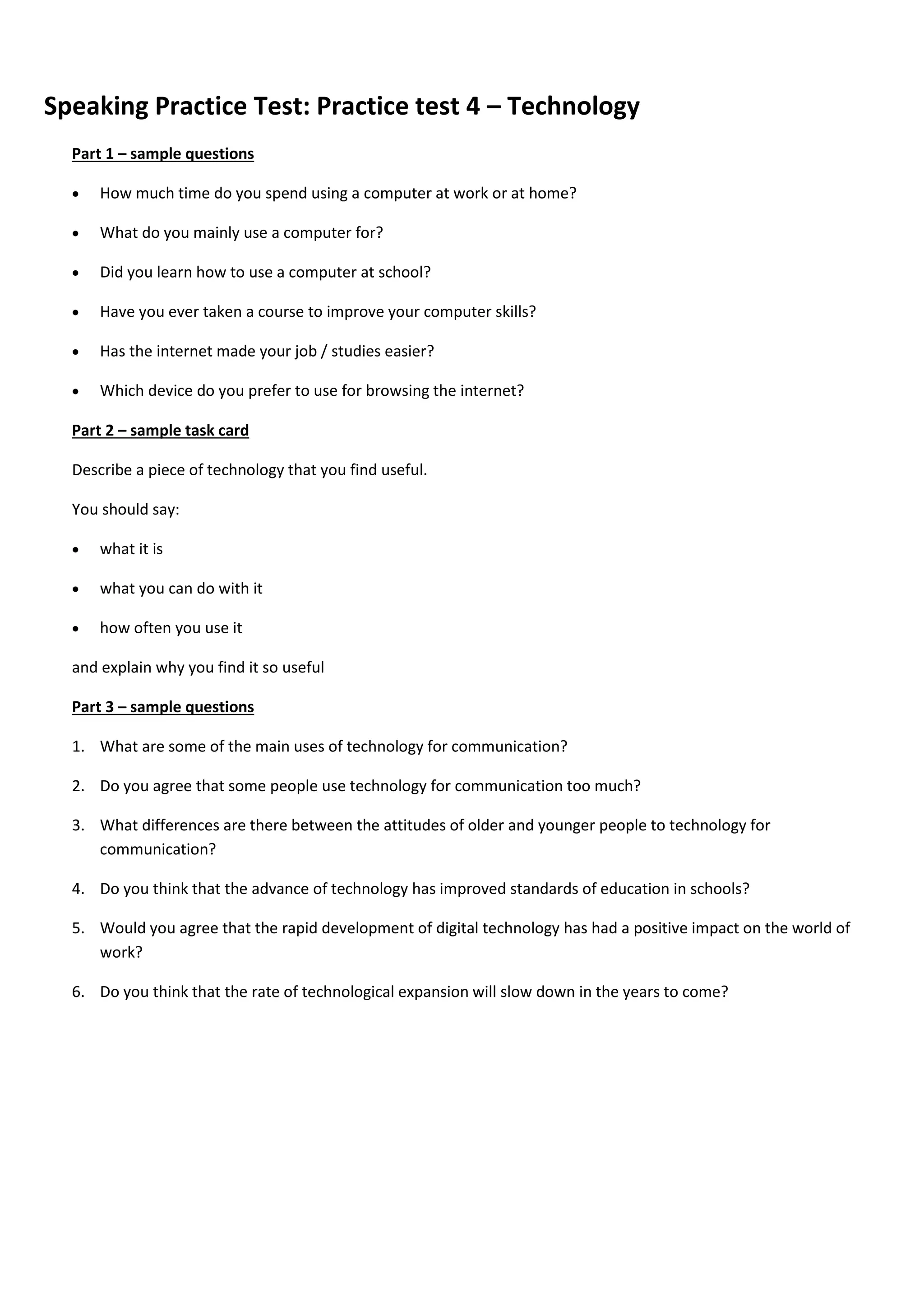 IELTS speaking test preparation | PDF