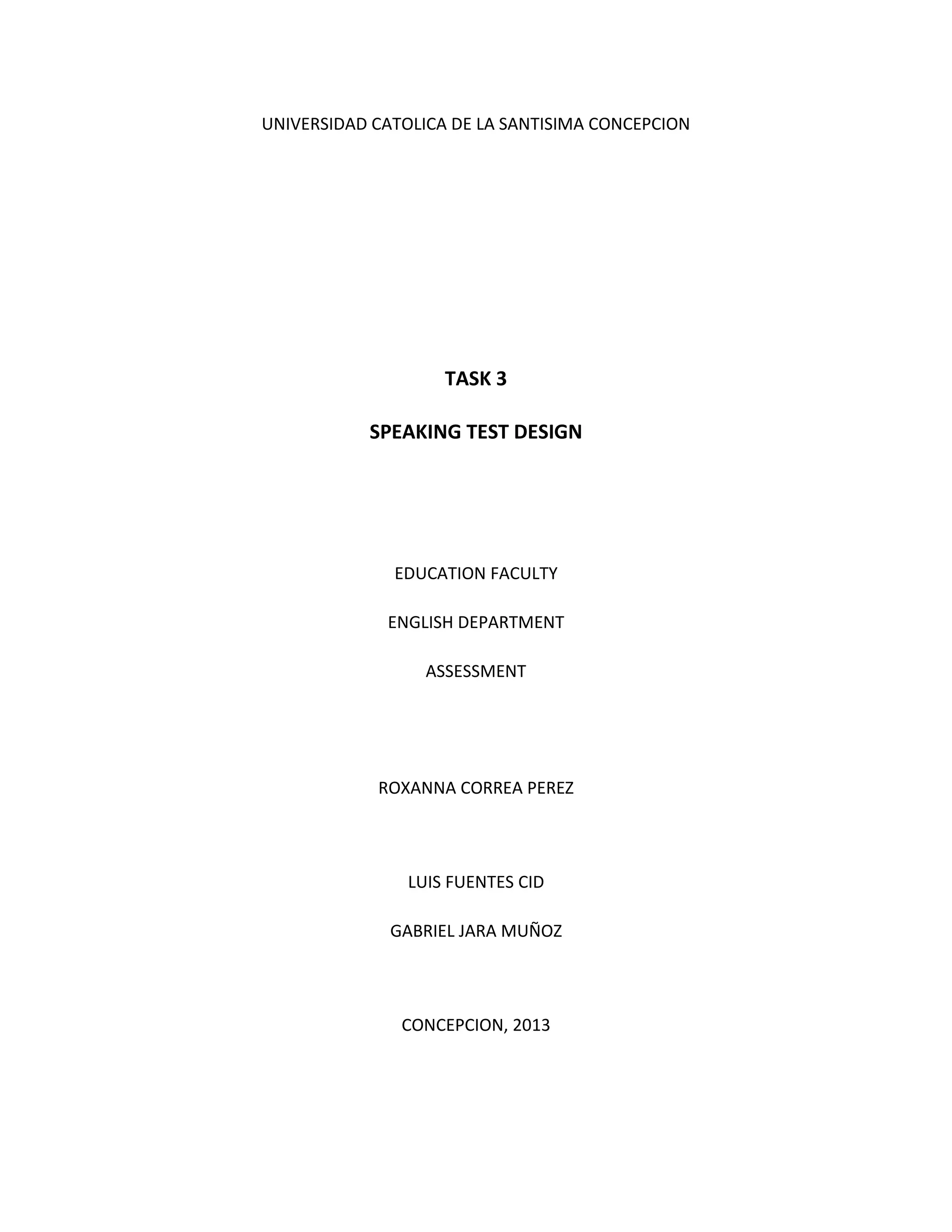 Speaking Test Design | DOCX