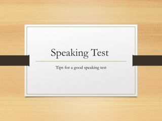 Speaking Test Review | PPT
