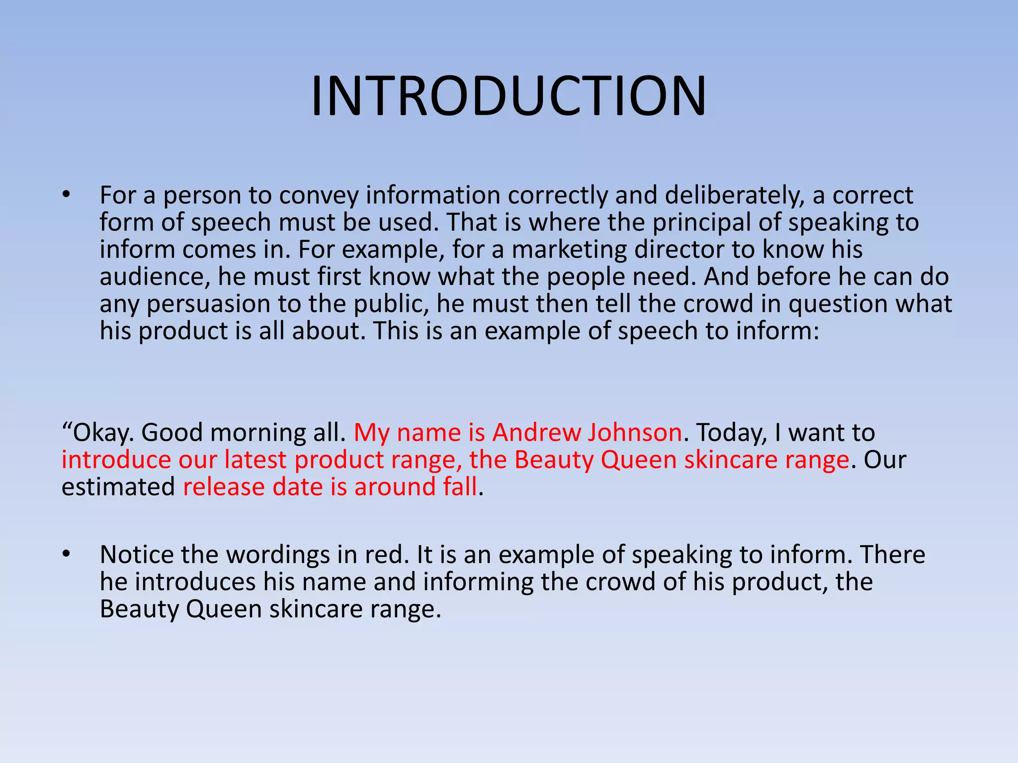 Speaking to inform | PPTX