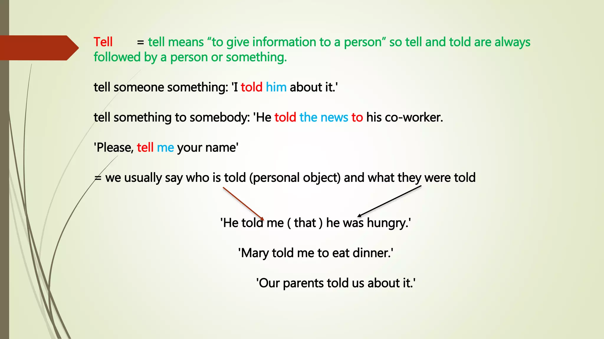 Speak say tell | PPT