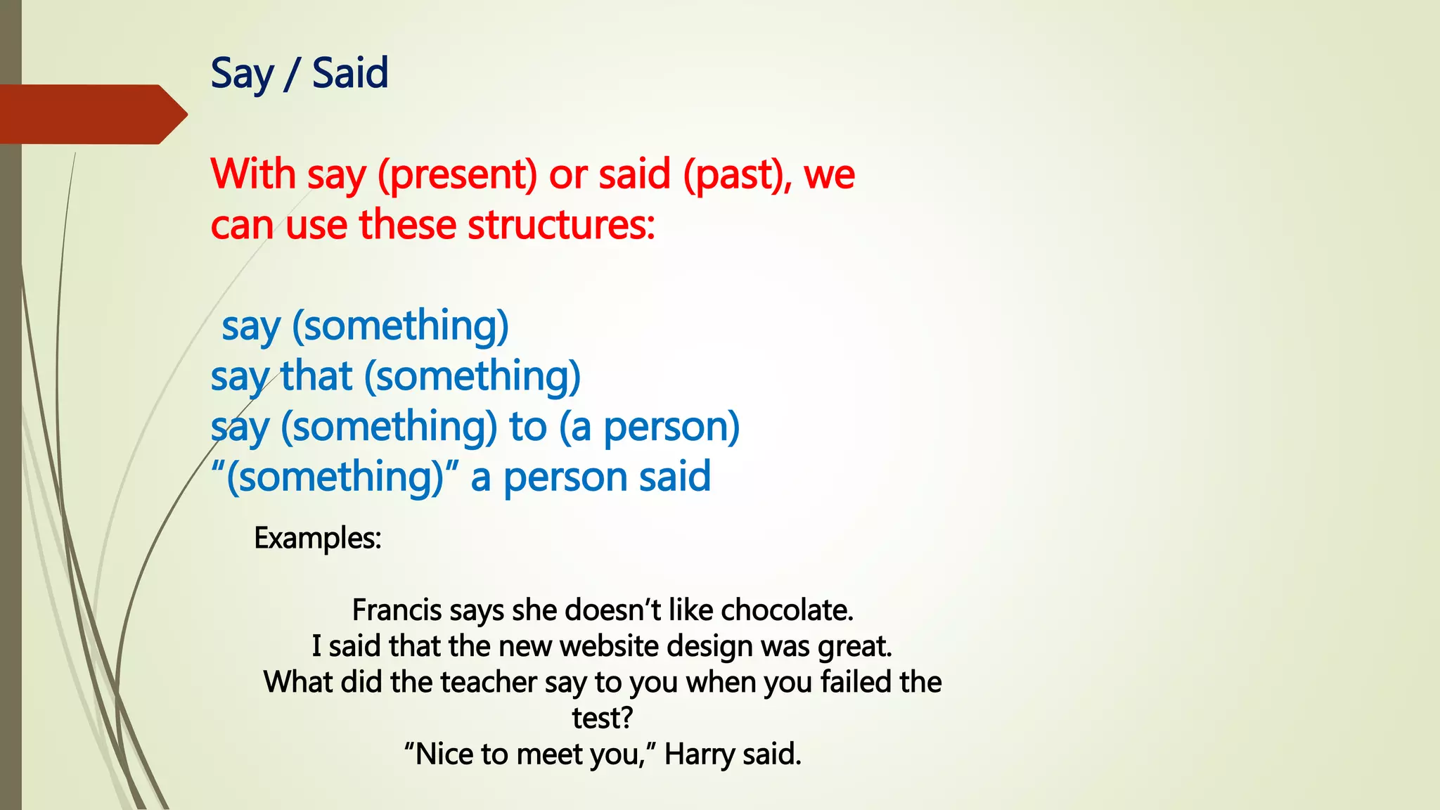 Speak say tell | PPTX