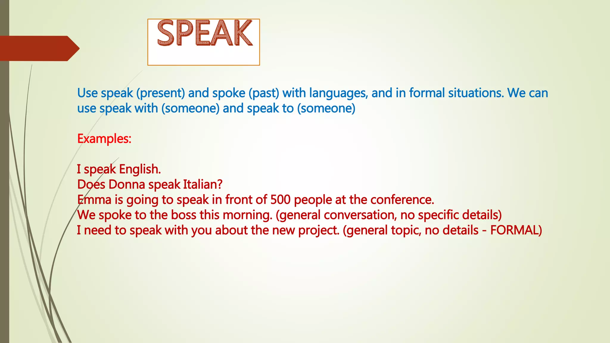 Speak say tell | PPTX