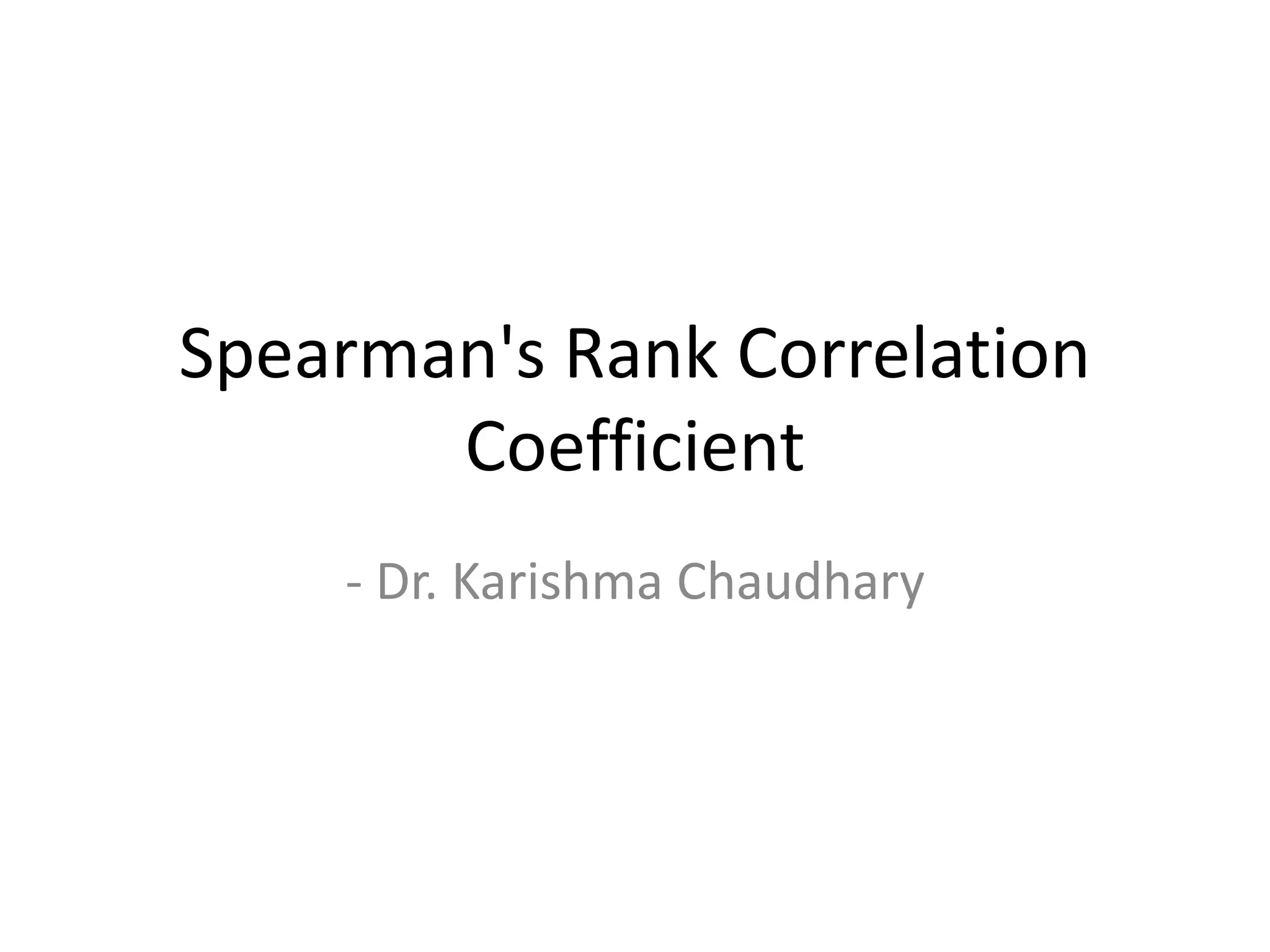 Spearman rank correlation coefficient | PPTX