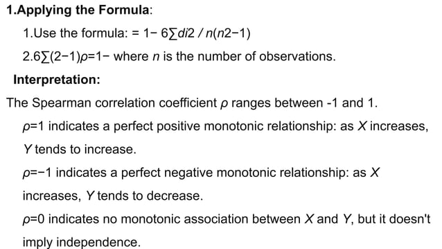 Spearmans Correlation Formula Advantages Ppt