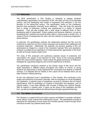 WJEC AS/2 Film Studies Specification | PDF