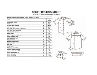 Spec Sheet of a casual shirt | PDF