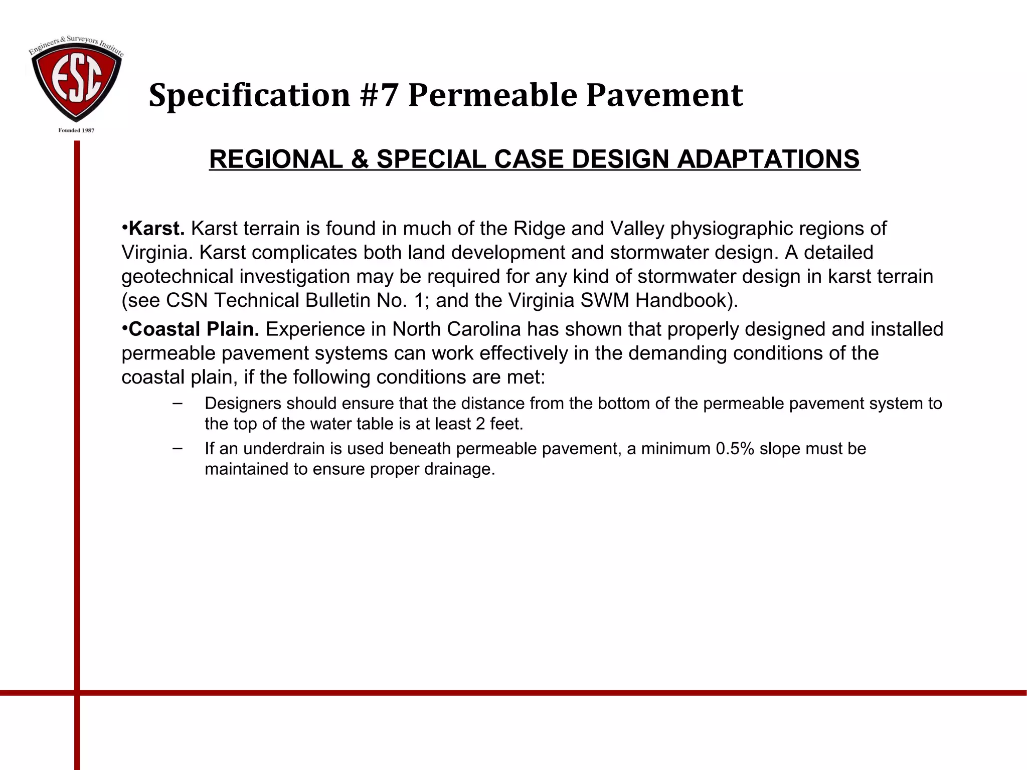 VDOT BMP Clearinghouse Specification 7- Permeable Pavement | PPT