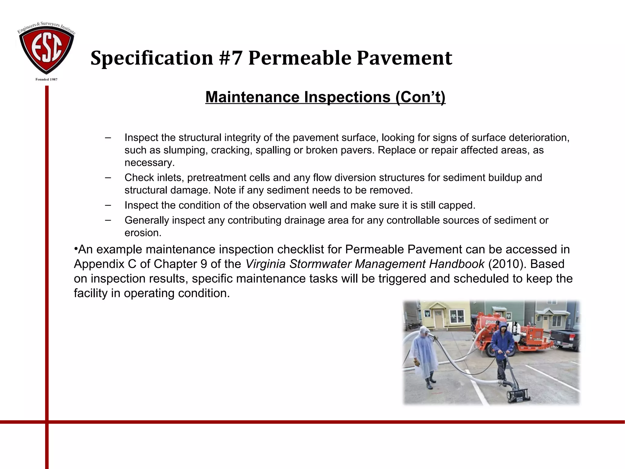 VDOT BMP Clearinghouse Specification 7- Permeable Pavement | PPT