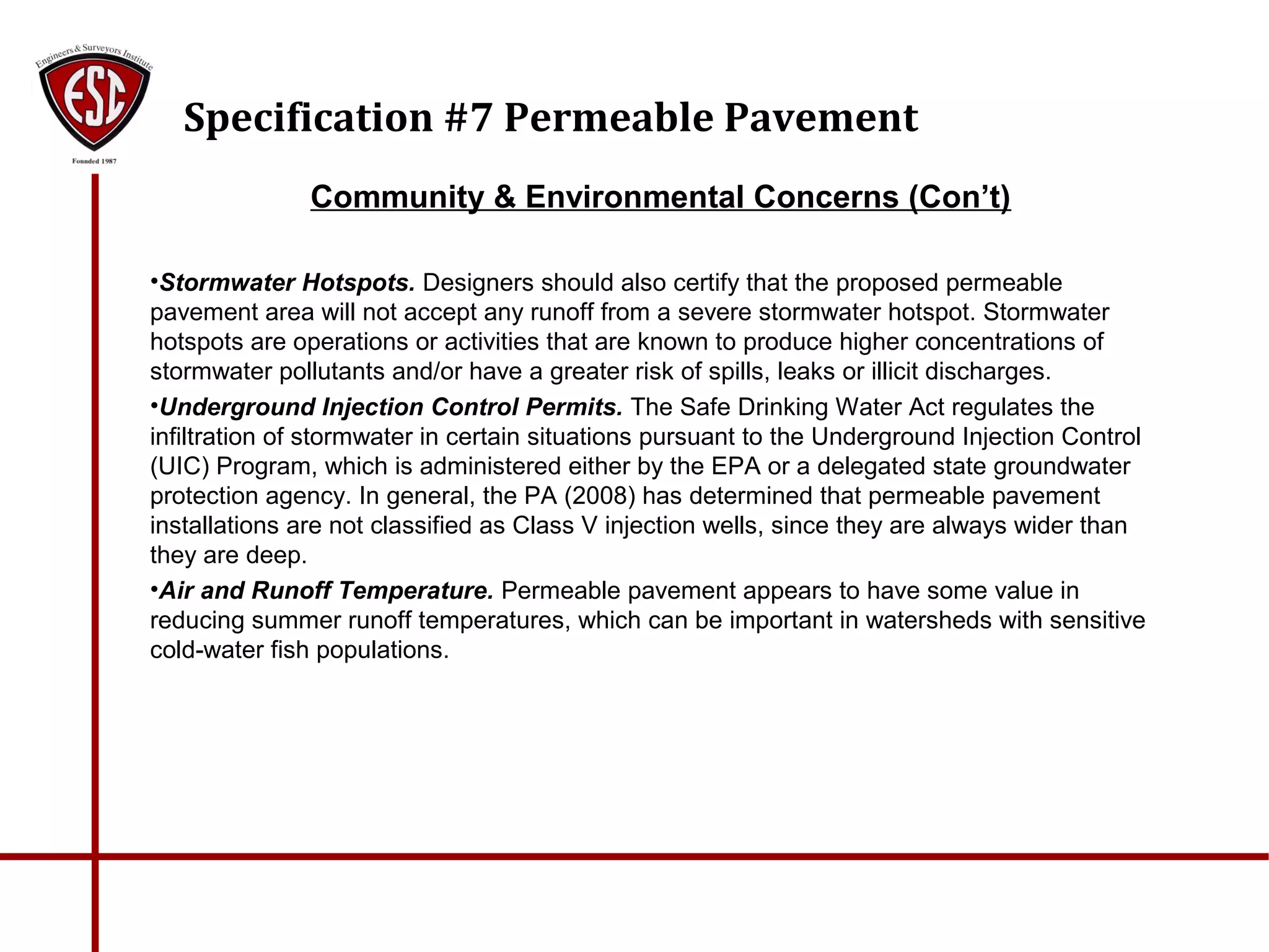 VDOT BMP Clearinghouse Specification 7- Permeable Pavement | PPT