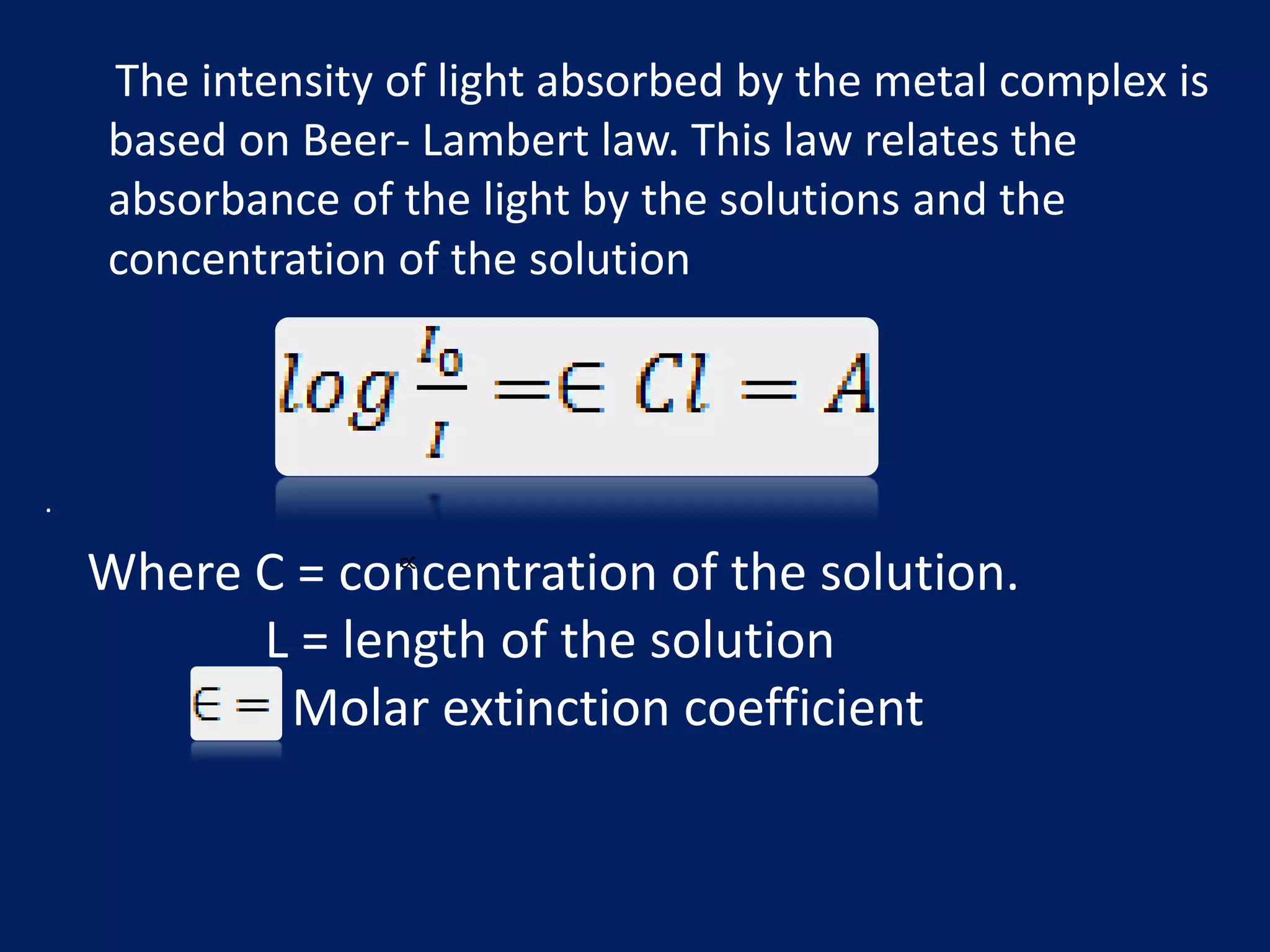 spectral properties of metal complexes | PPTX | Chemistry | Science