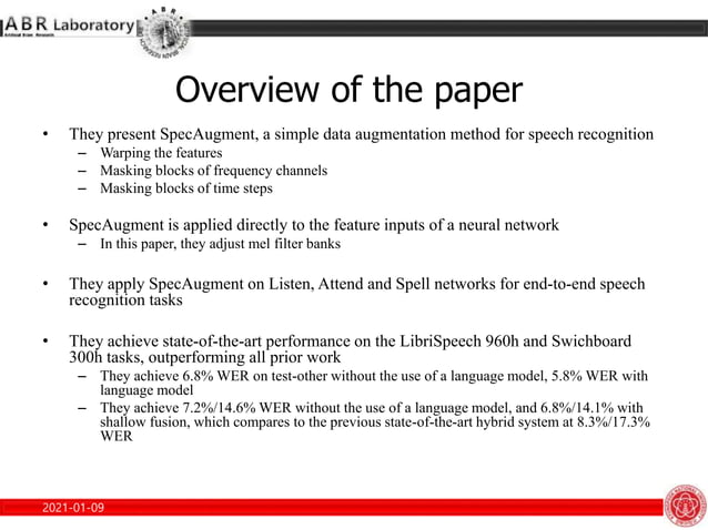 Specaugment Review Ppt