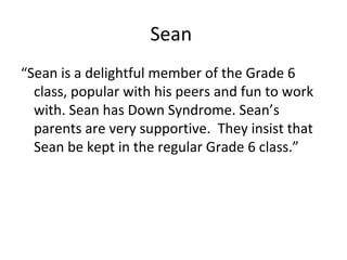 Supporting Sean & students with Down Syndrome | PPT