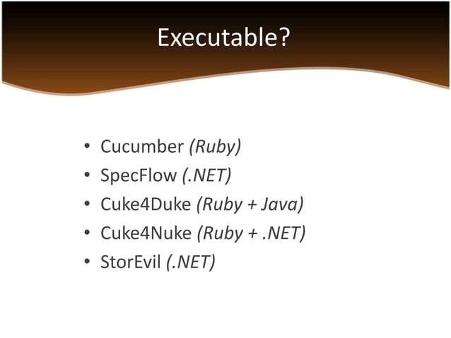 Specflow: One Step closer to Executable Specifications | PPTX | Programming Languages | Computing