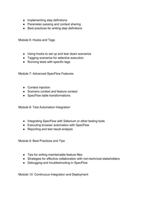 SpecFlow Course Outline (1) (1).docx | Computer Software and ...