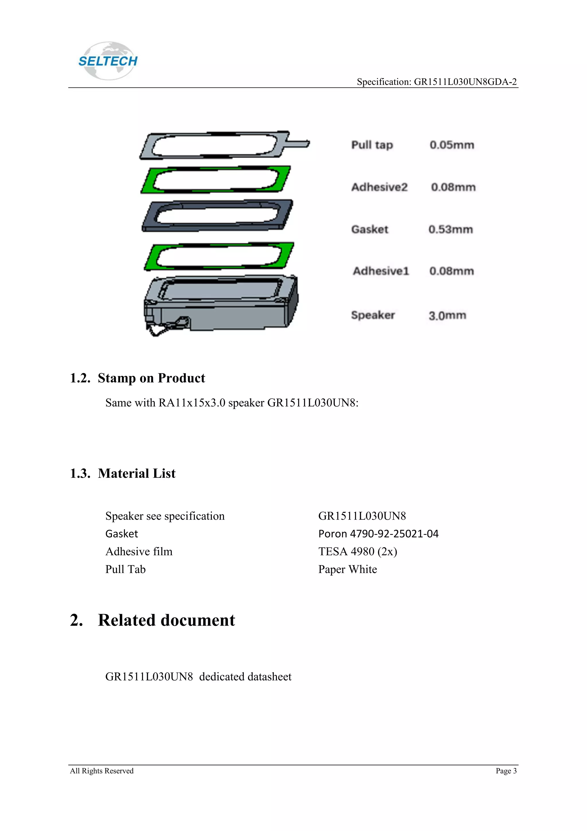 GR1511L030UN8GDA-2 | PDF