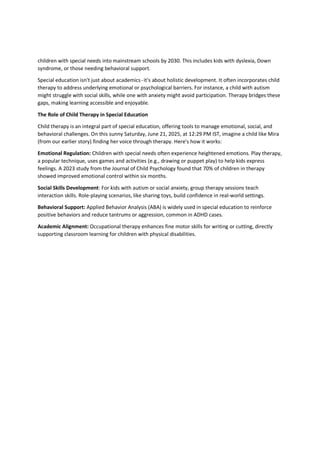 Special Education: Empowering Children Through Therapy and Support | PDF