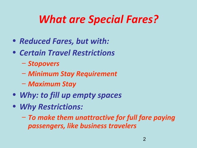 Special Fares Calculation | PPT