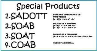 TYPE OF FACTORING (SPECIAL PRODUCTS AND EVERYTHING) | PPT
