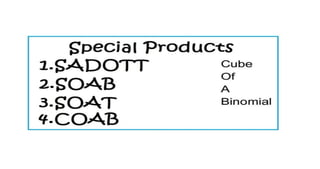TYPE OF FACTORING (SPECIAL PRODUCTS AND EVERYTHING) | PPTX