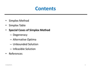 Special Cases in Simplex Method | PPTX