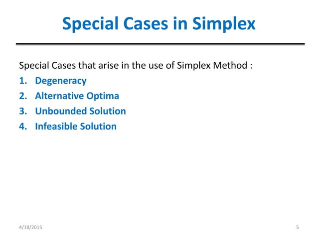 Special Cases in Simplex Method | PPTX