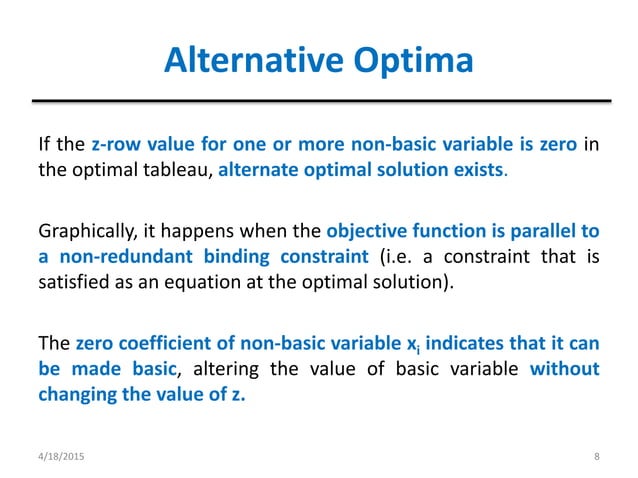 Special Cases in Simplex Method | PPTX