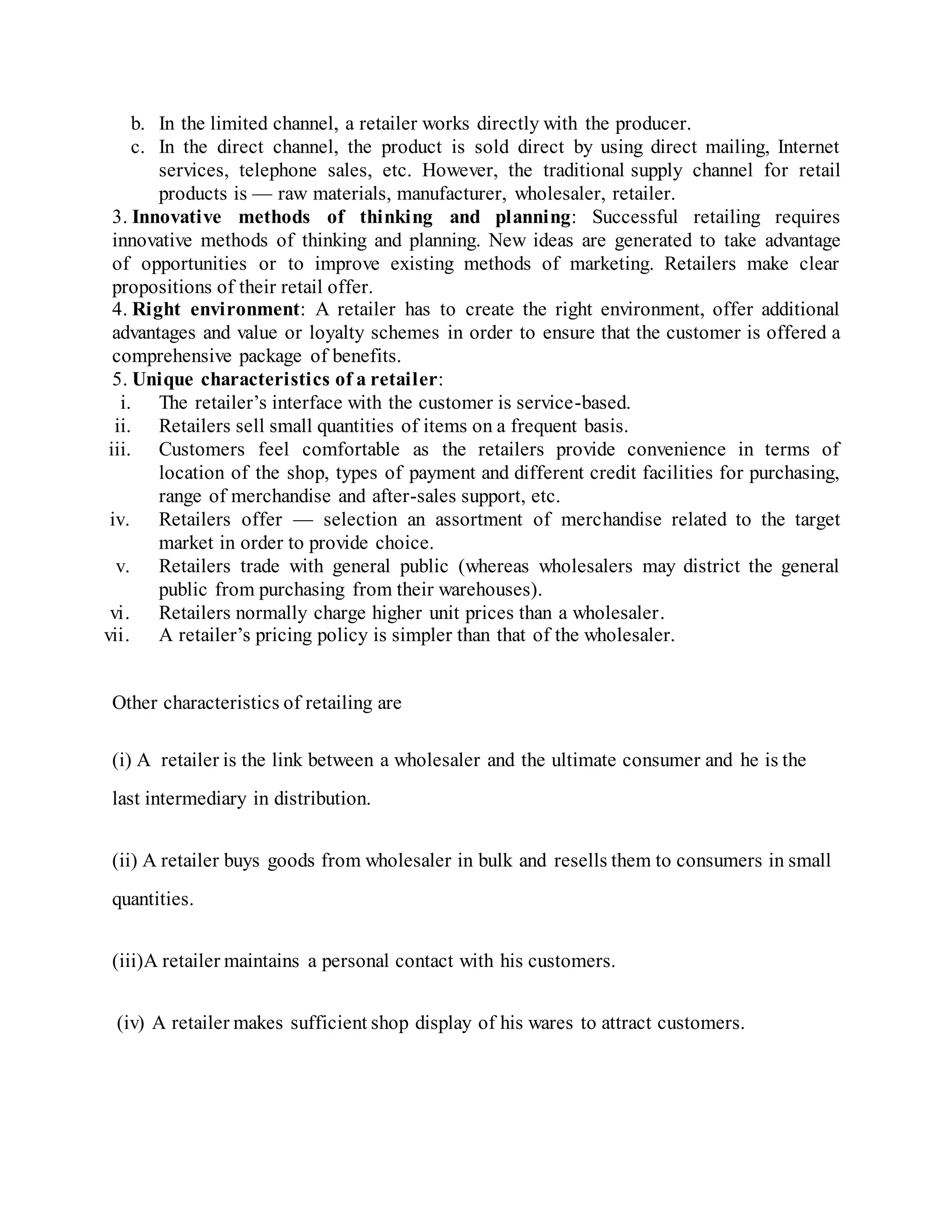 Special characteristics of retailing | DOCX