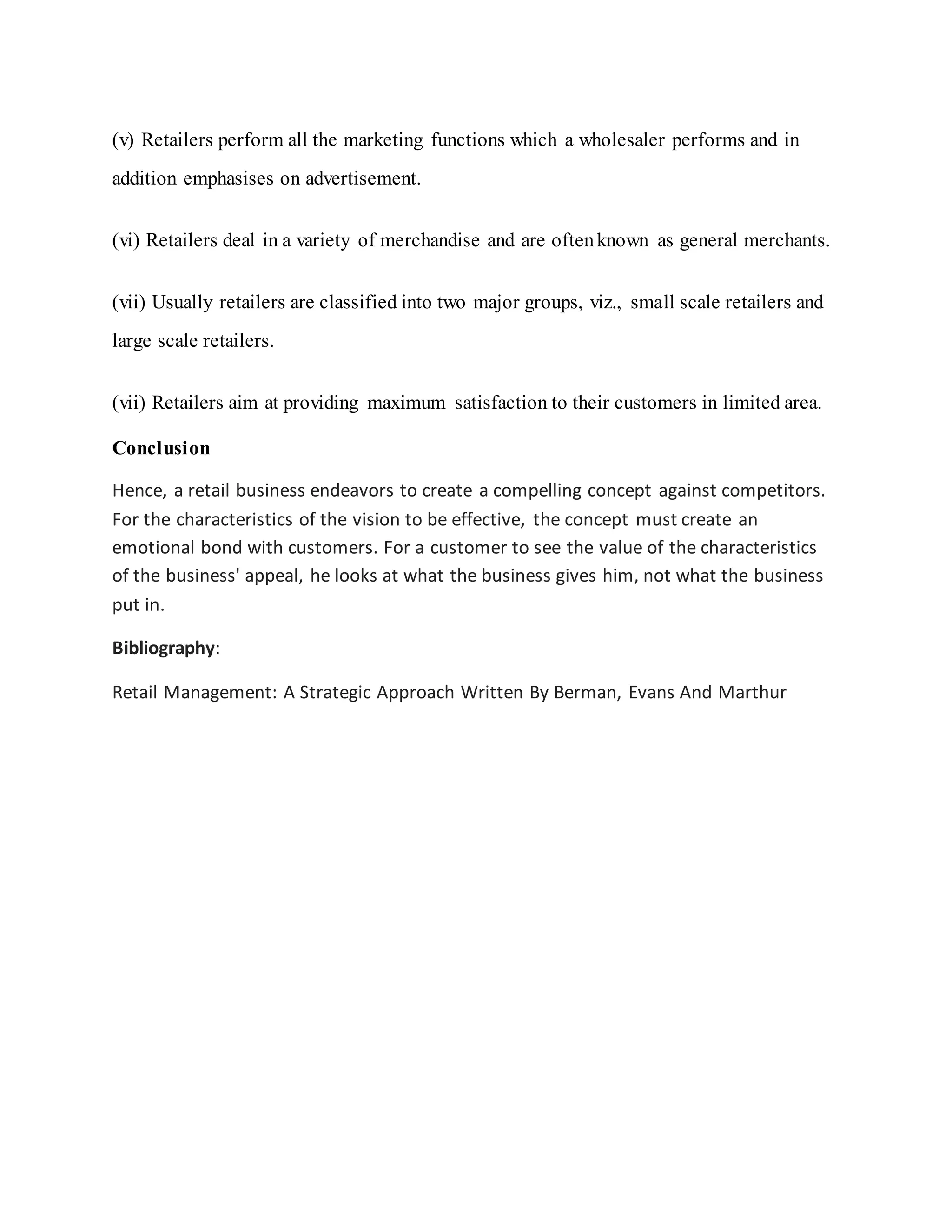 Special characteristics of retailing | DOCX