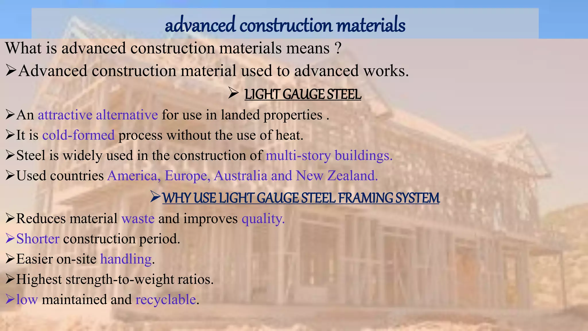 Special concrete and advanced construction materials | PPTX