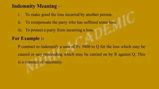 Special contract Indemnity and guarantee | PPT