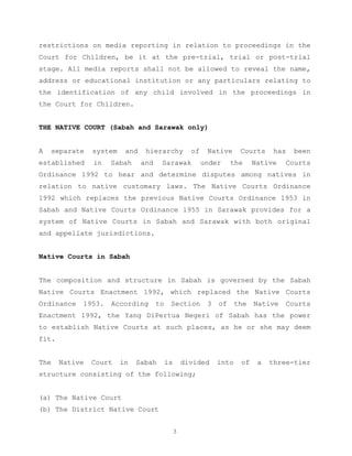 Special courts note - JURISDICTION THE COURT FOR CHILDREN, NATIVE COURT ...