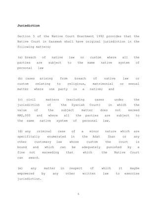 Special courts note - JURISDICTION THE COURT FOR CHILDREN, NATIVE COURT ...