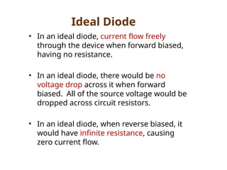 Diode Demystified: From Ideal Assumptions to Specialty Applications | PPTX