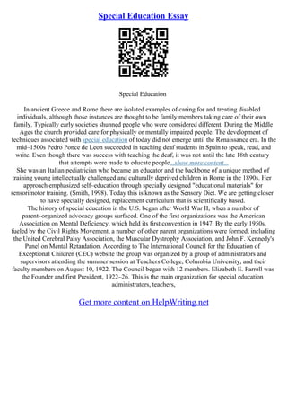 Special Education Essay | PDF