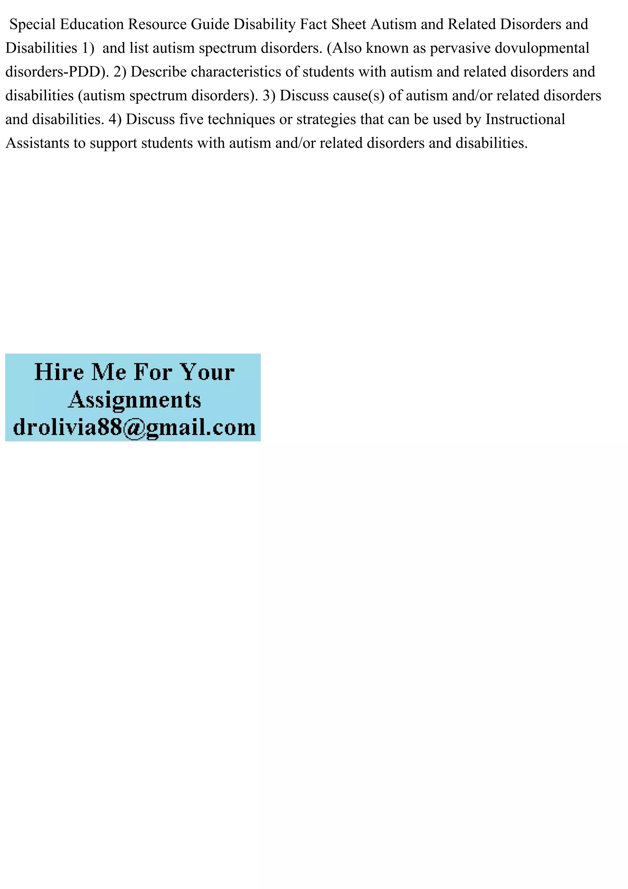 Special Education Resource Guide Disability Fact Sheet Autism and Rel.pdf