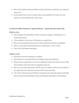 Special education teacher aide performance appraisal | DOC