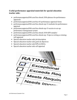 Special education teacher aide performance appraisal | DOC