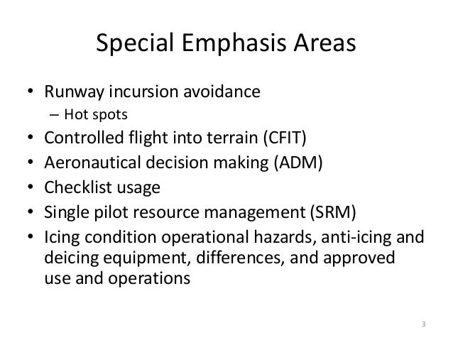 Special emphasis areas