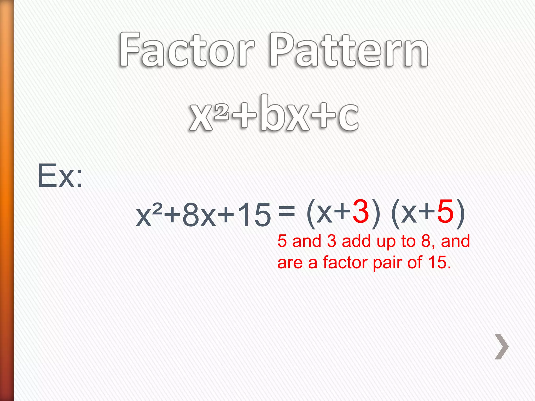 Special factor patterns | PPT