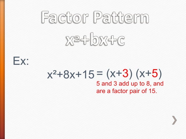 Special factor patterns | PPT