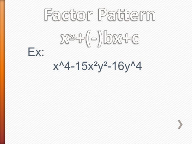 Special factor patterns | PPT