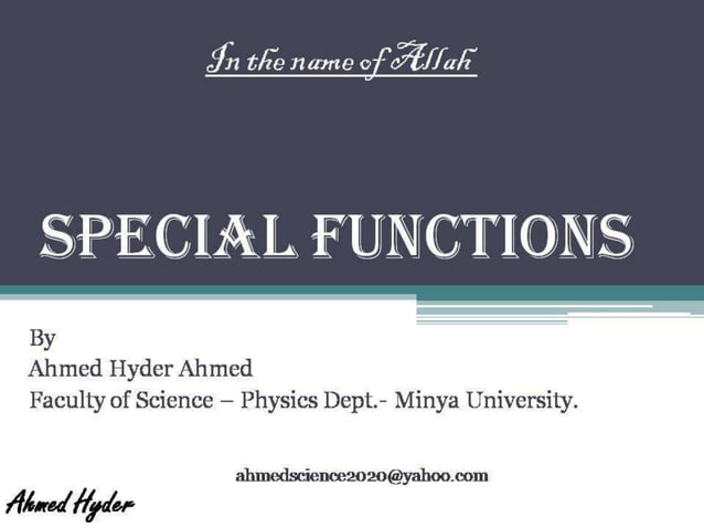 Special functions | PPTX | Physics | Science