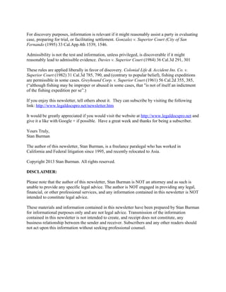 Special interogatories in California litigation | DOC