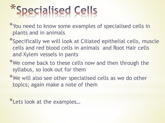 Specialised cells | PPTX