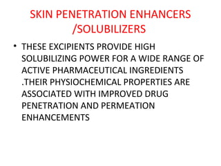 Speciality excipients for topical drug delivery system | PPT