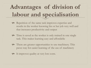 Specialization and division of labour | PPTX